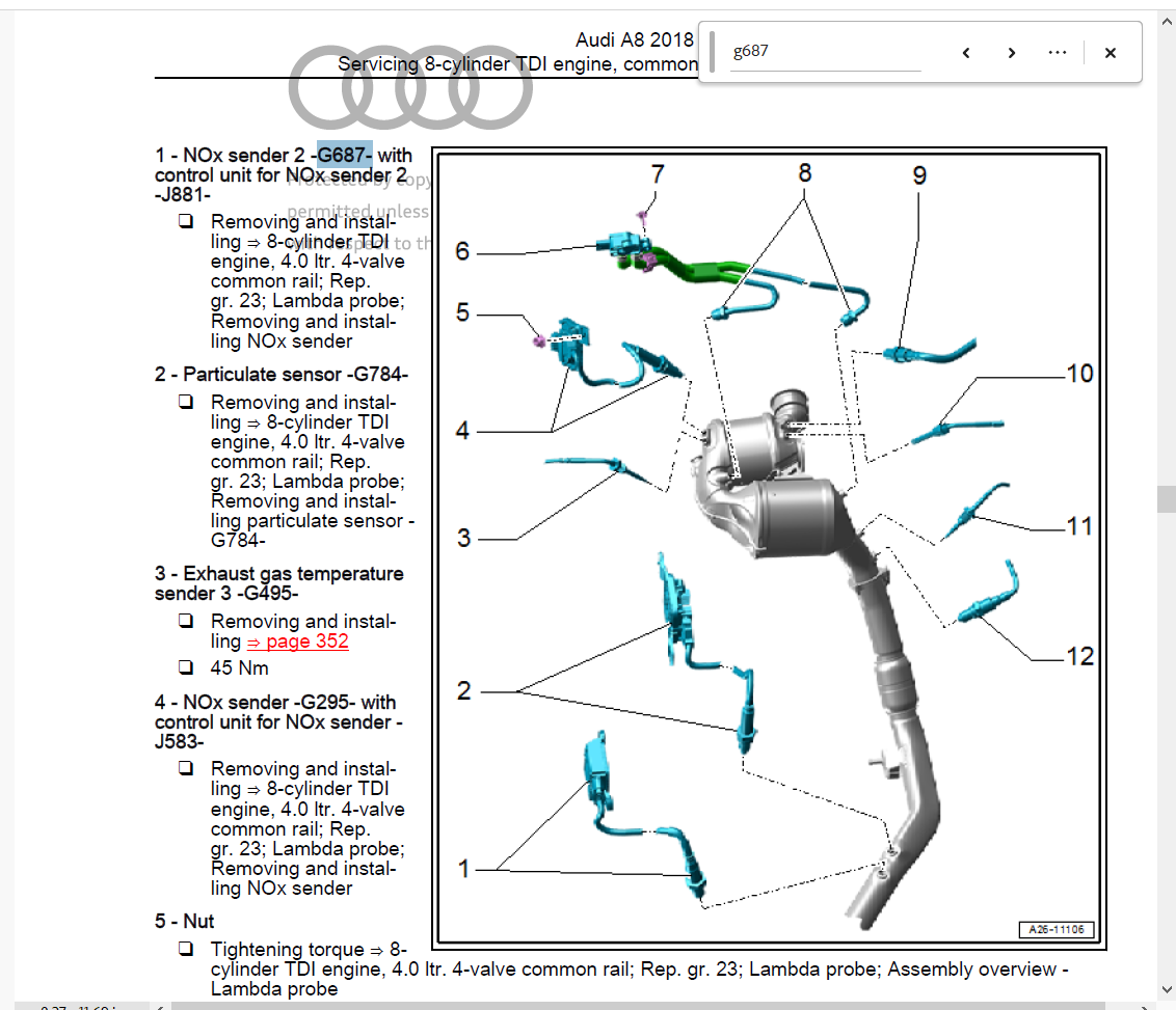 Audi A8 D5 G687 sensor location. - AudiWorld Forums