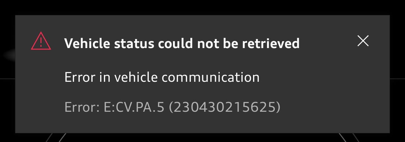 Vehicle status could not be retrieved - AudiWorld Forums