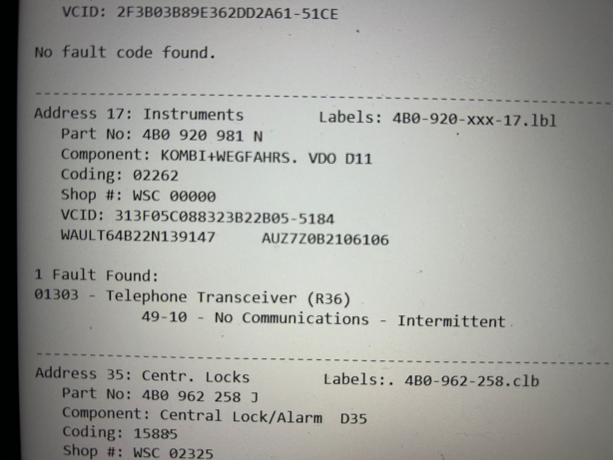 VCDS codes - AudiWorld Forums