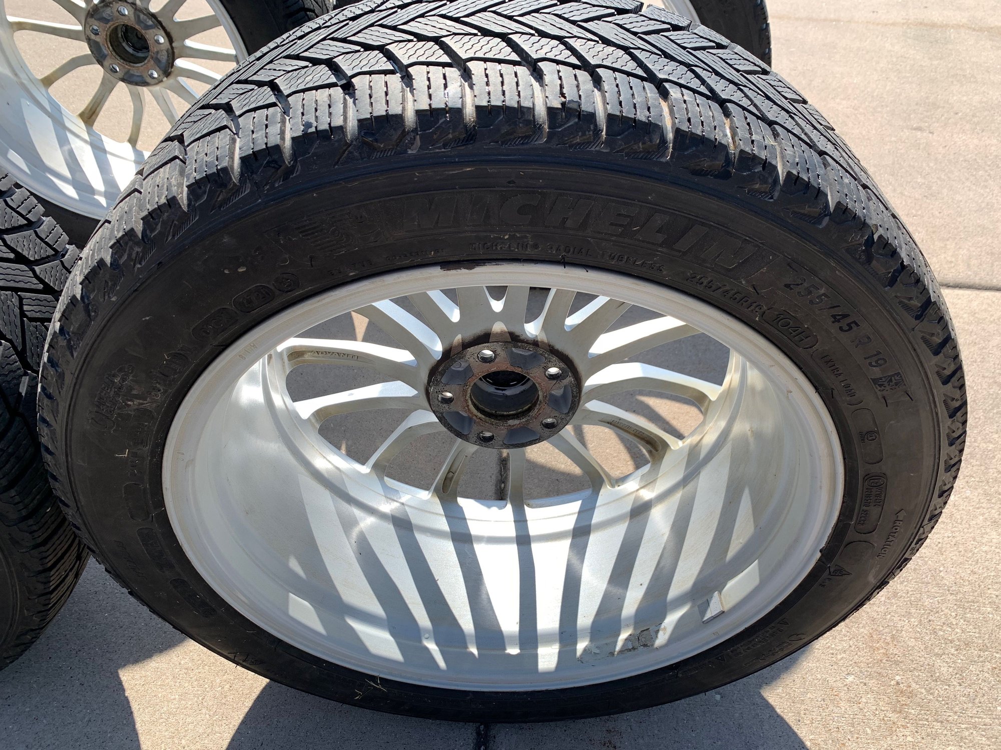 Michellin XIce directional snow tires on Advanti Racing wheels for Audi ...