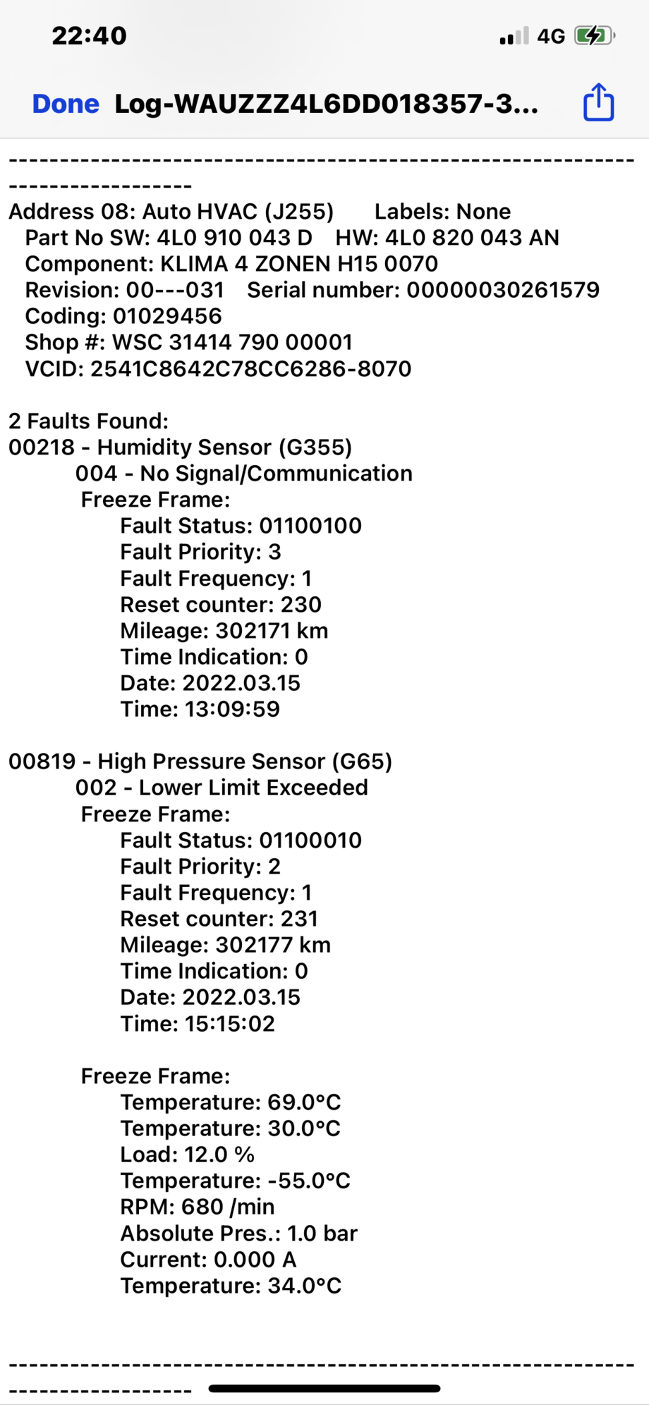 Fault codes - AudiWorld Forums