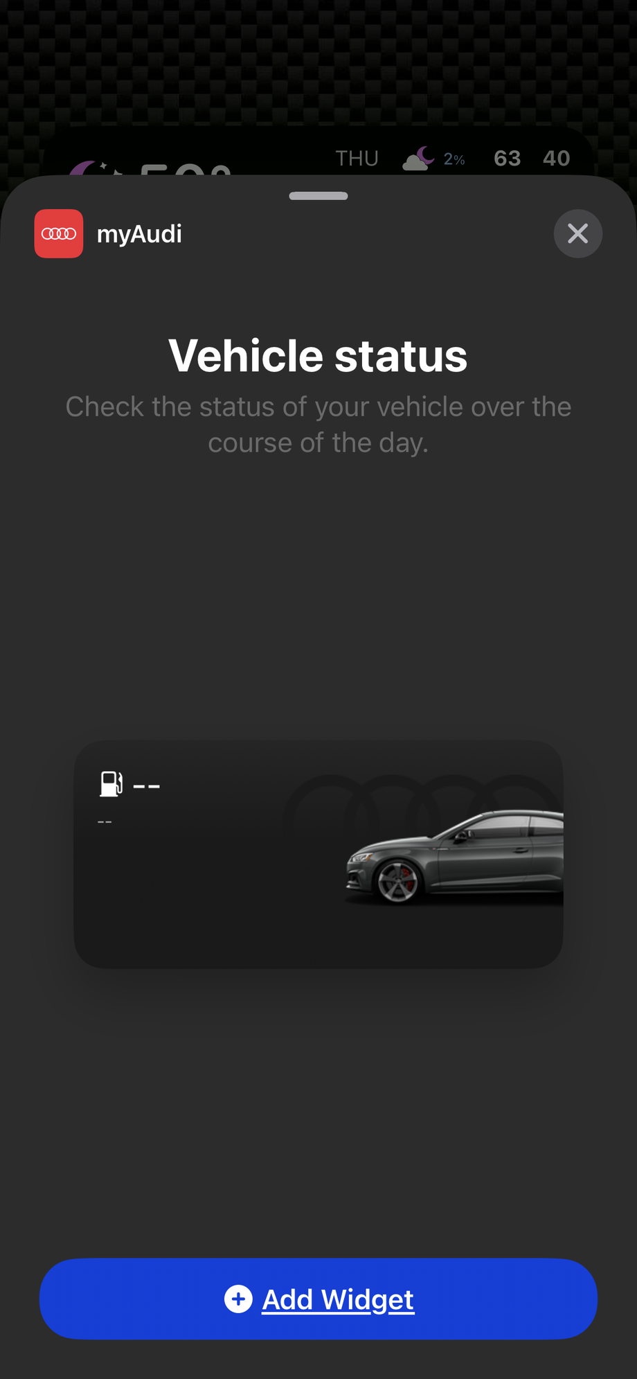Today the myAudi App 4.24.0 added a home screen widget for ...
