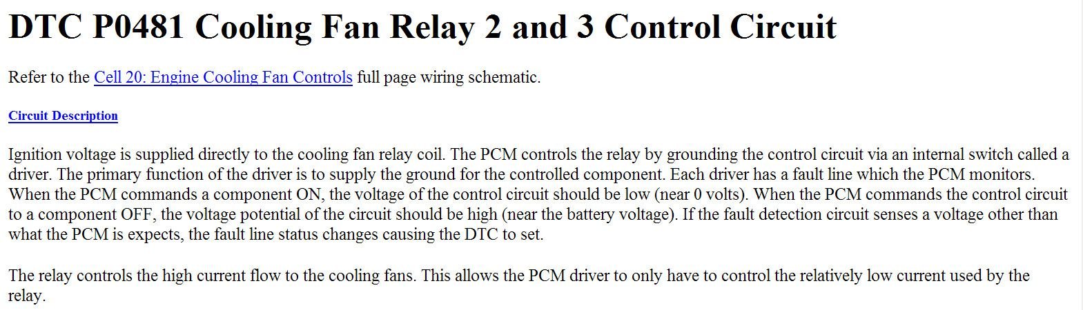 DTC P0481 Cooling fan relay 2 and 3 control circuit - CorvetteForum ...