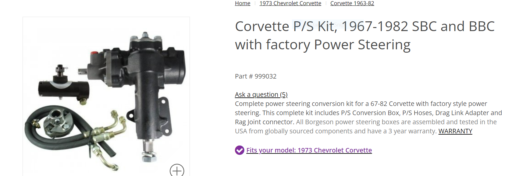 FS (For Sale) Borgeson PS Kit With Tuff Stuff PS Pump, and More ...