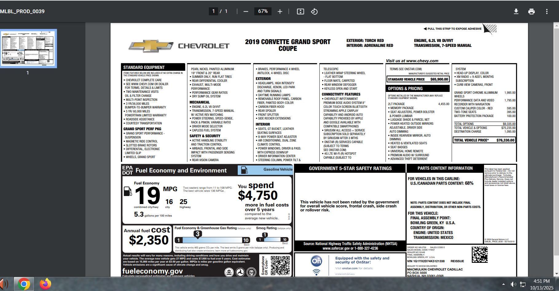 How to find Window sticker - CorvetteForum - Chevrolet Corvette Forum ...