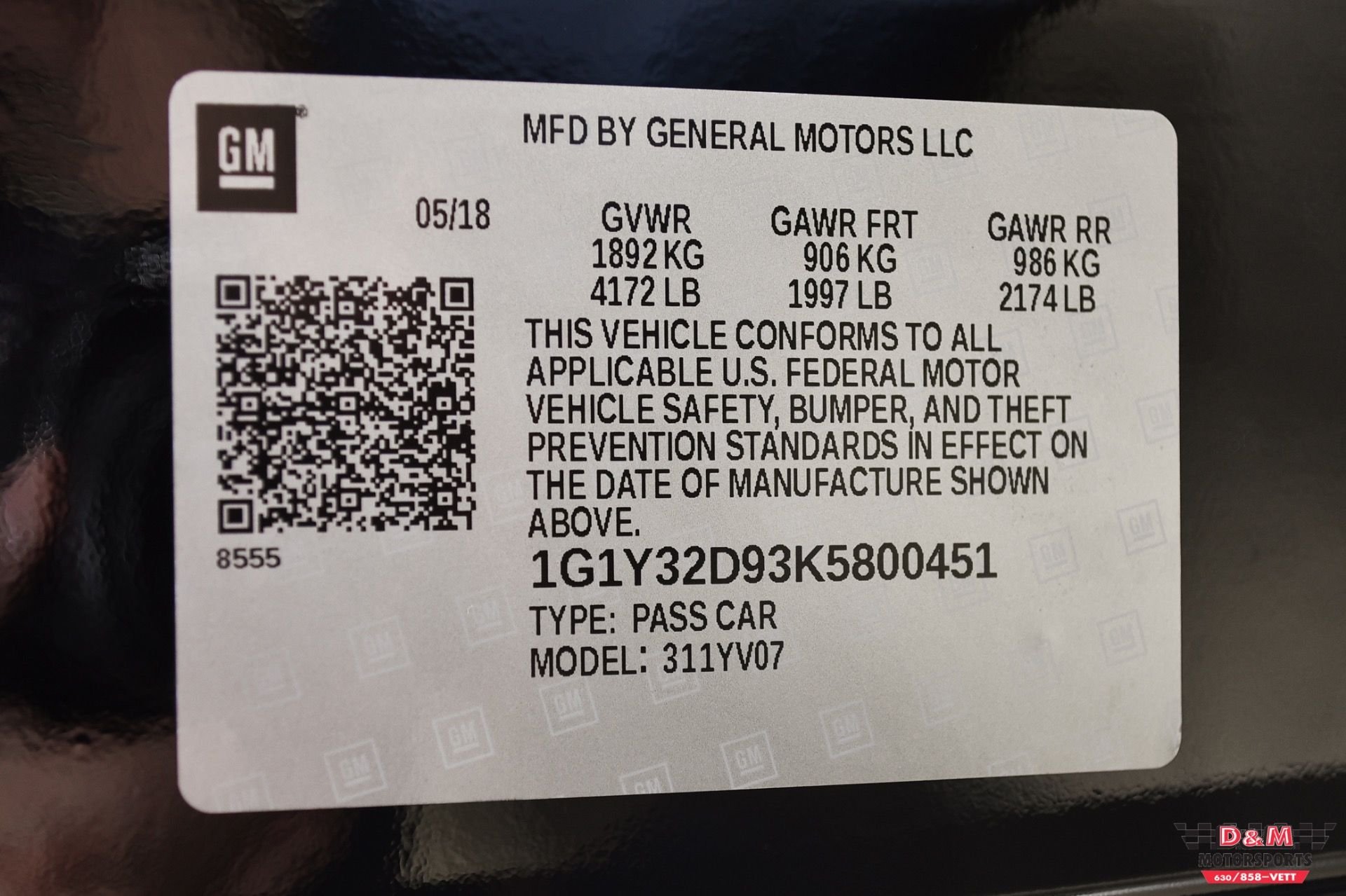 Service parts information ID plate missing - CorvetteForum - Chevrolet ...