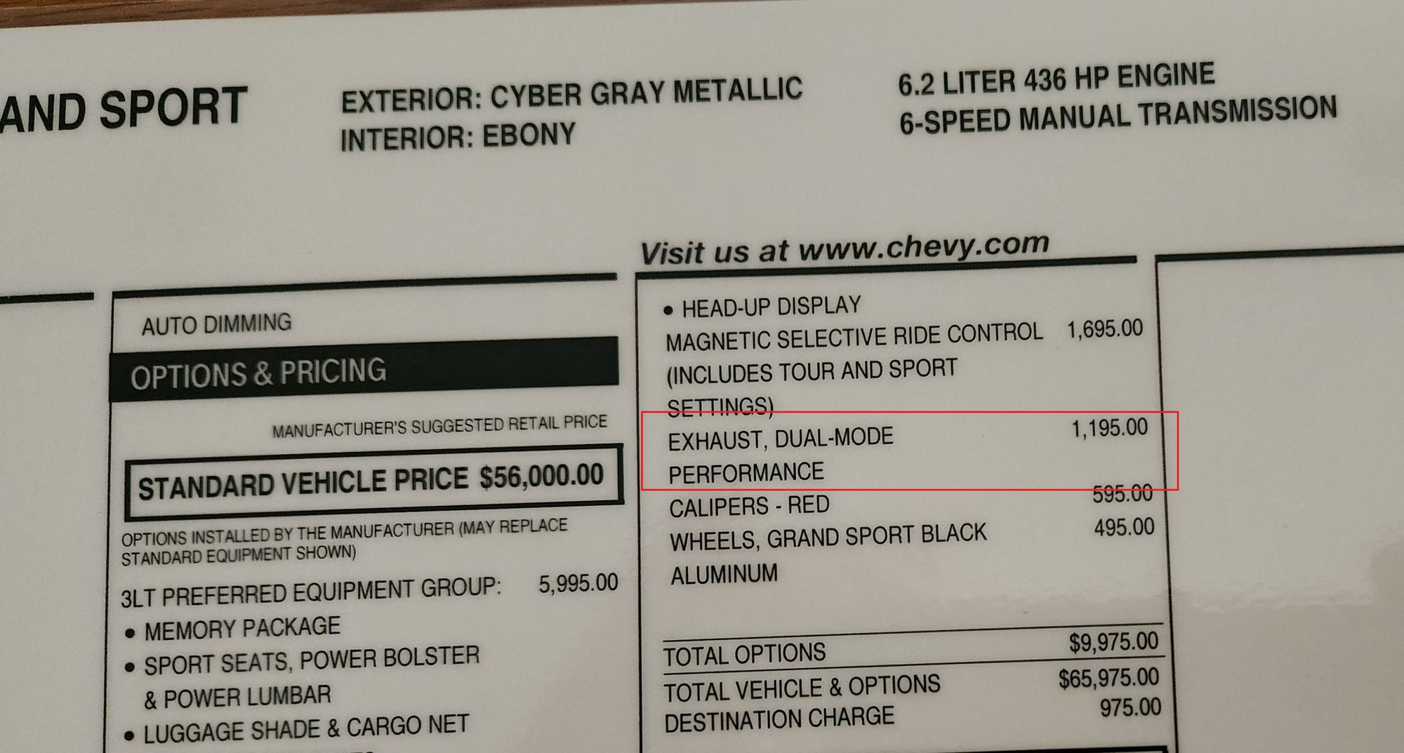 Corvette Museum Build sheet missing option codes - CorvetteForum ...