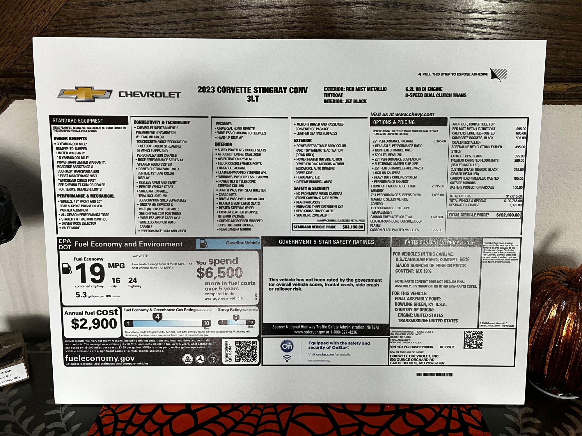 Here is a way to get your window sticker in PDF if you have the VIN ...