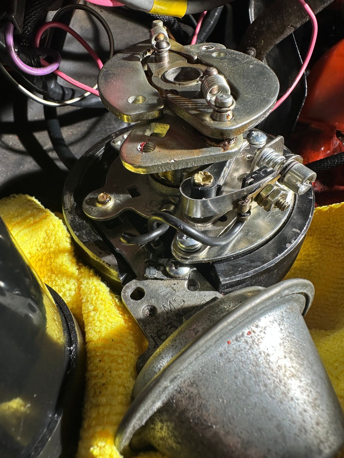 C2 1963 points replacement wiring connections and condenser mounting ...