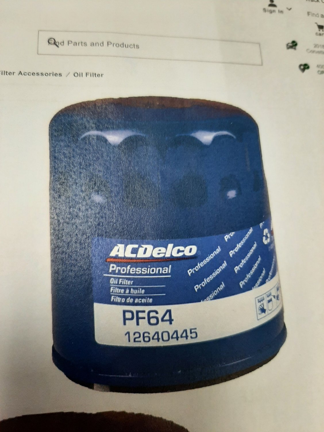 PF64 Oil Filter - CorvetteForum - Chevrolet Corvette Forum Discussion