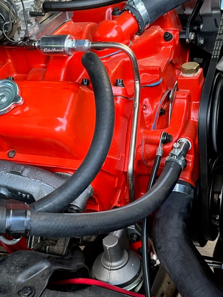 Edelbrock to stock 327 intake: What linkage and fuel lines ...