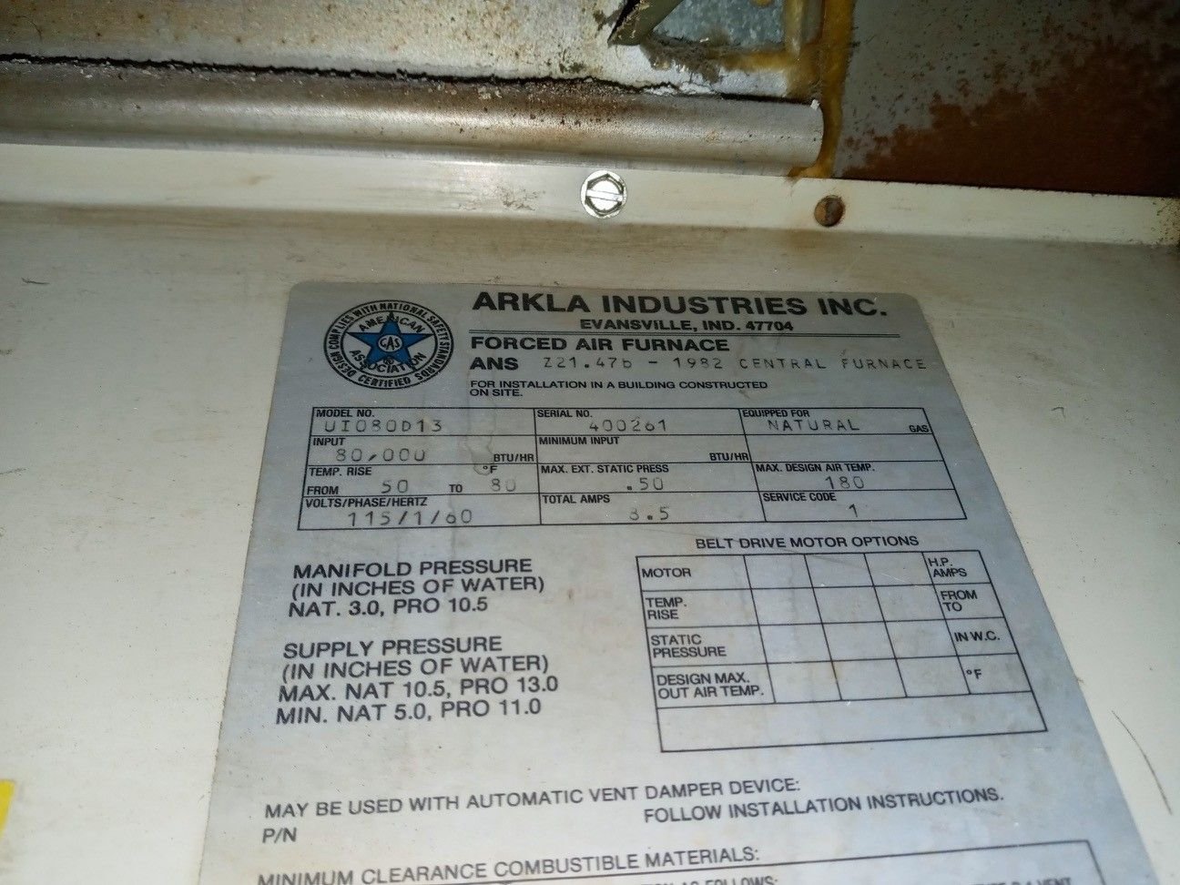 Arkla Furnace - DoItYourself.com Community Forums