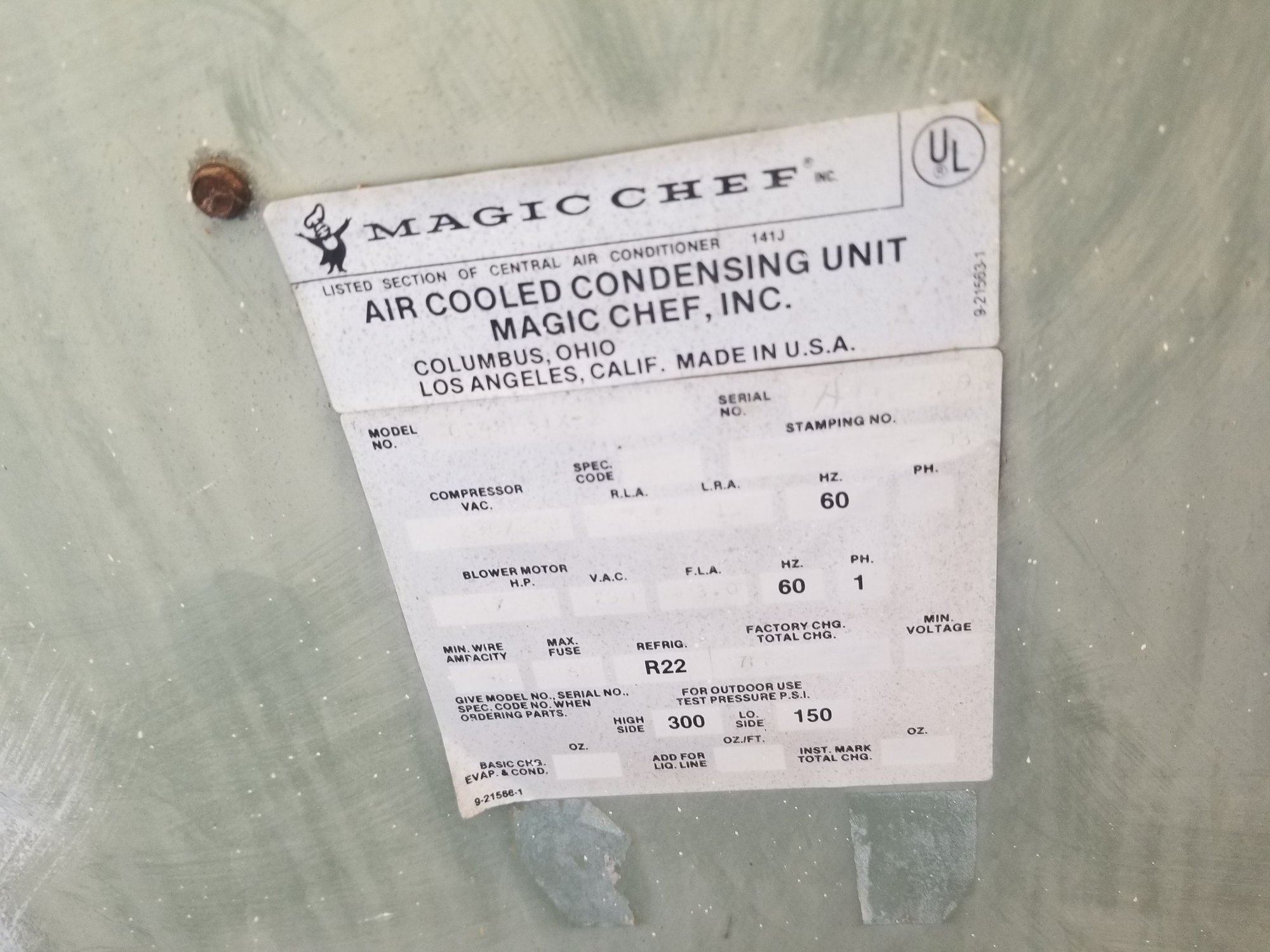 Fan Not Working - Old Magic Chef Air Condensing Unit - DoItYourself.com ...