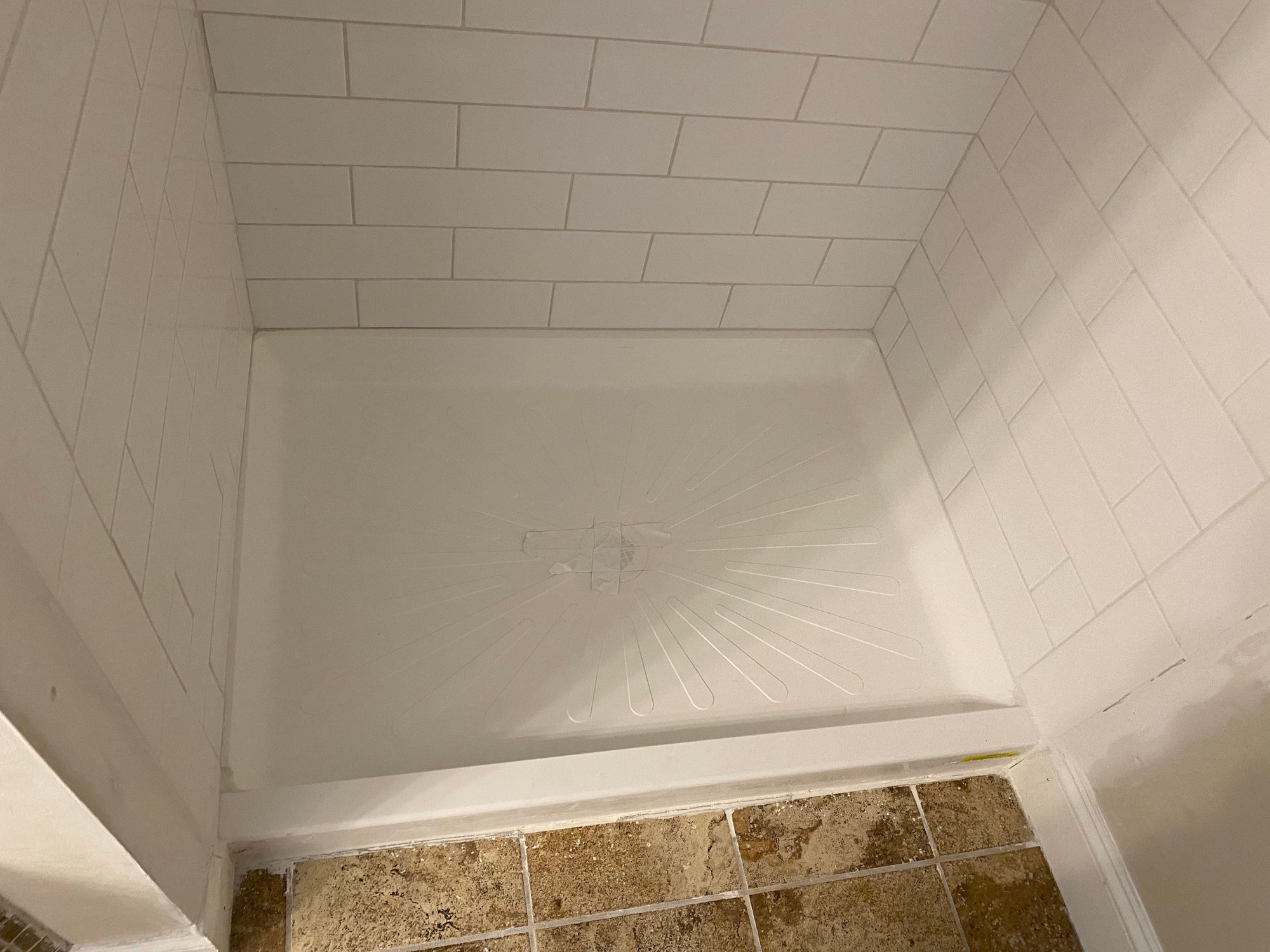 Bathroom shower issues - shower pan threshold too small for shower ...