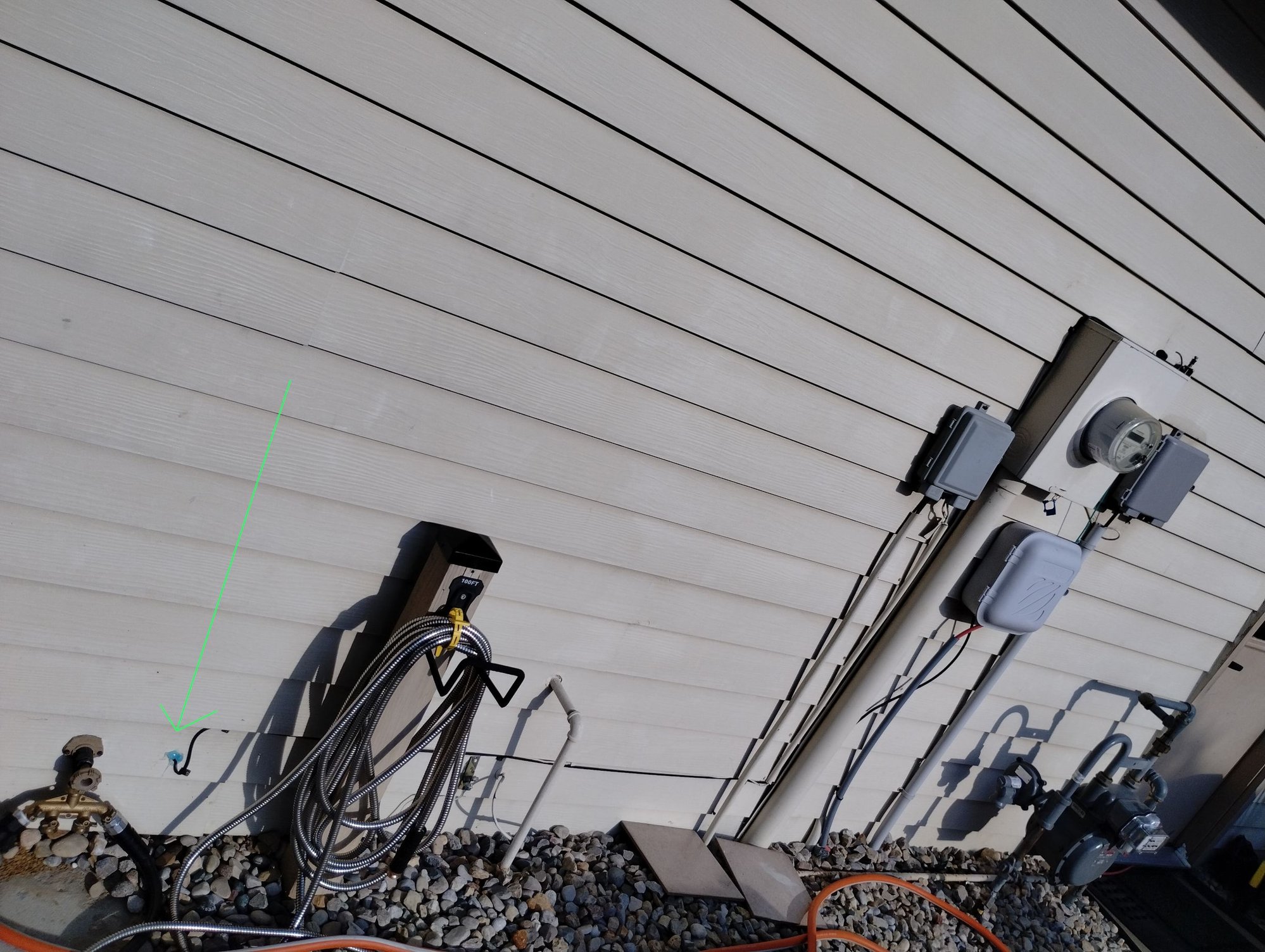 Fiber Optics (Frontier) point of entry (drilled hole in exterior wall ...