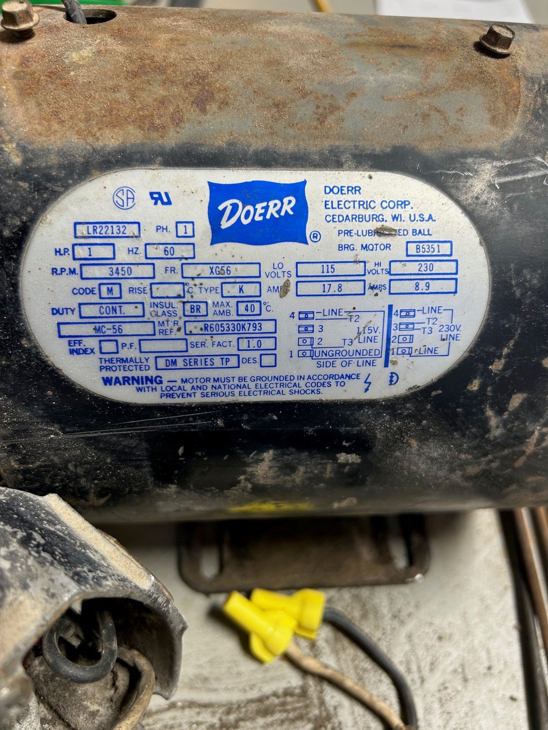 Doerr LR22132 motor reverse direction - DoItYourself.com Community Forums