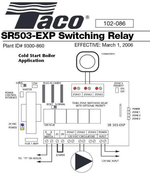 Diagrama de Fiação Taco SR503 para Instalação