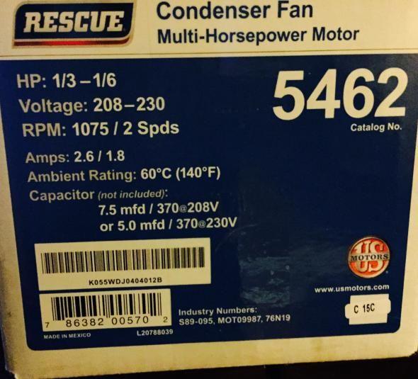 Replacing Emerson condenser fan motor with Rescue 5 wire - DoItYourself ...