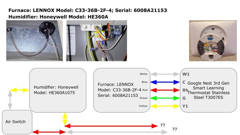 Where to put two wires from Honeywell humidifier HE360A to Nest 3rd Gen ...