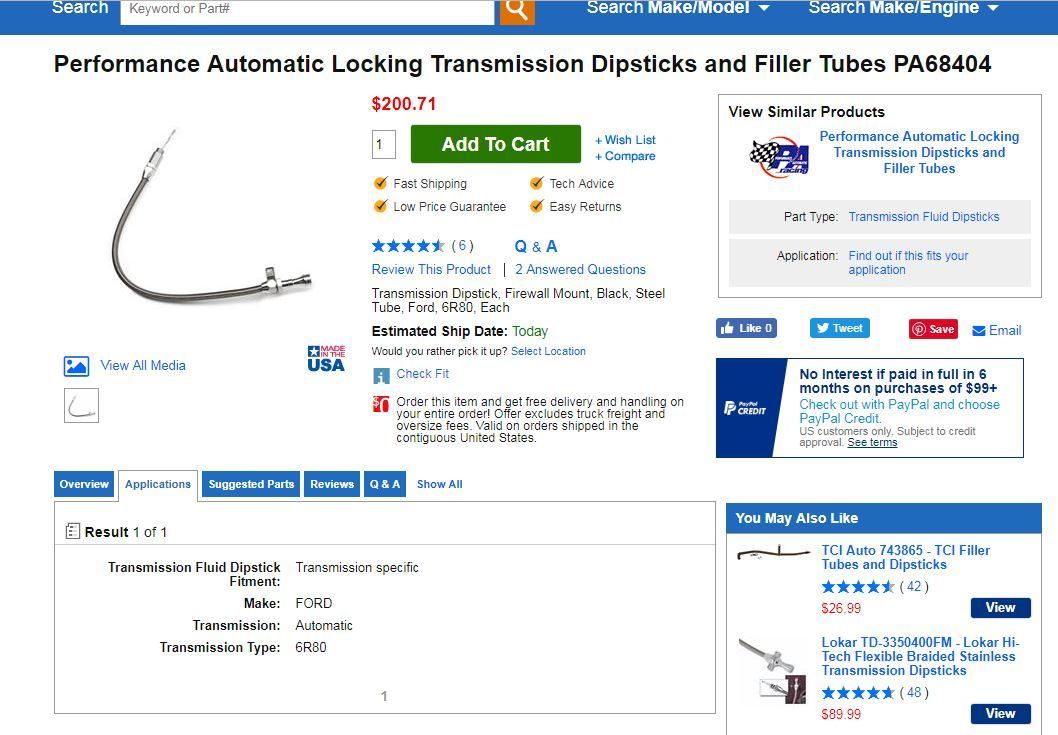 6R80 Trans dipstick location and replacements - Ford F150 Forum ...