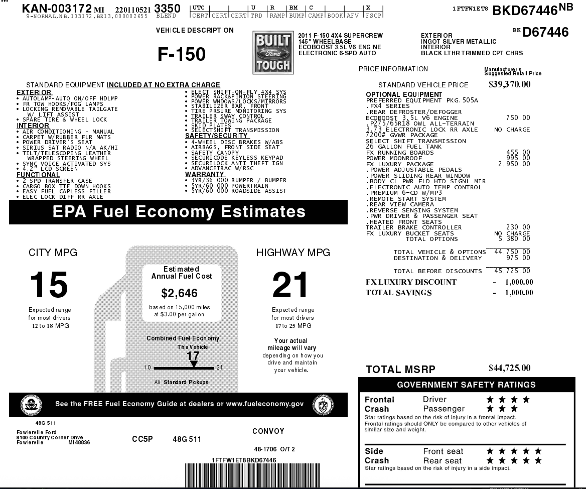 Window sticker lookup - Page 7 - Ford F150 Forum - Community of Ford ...