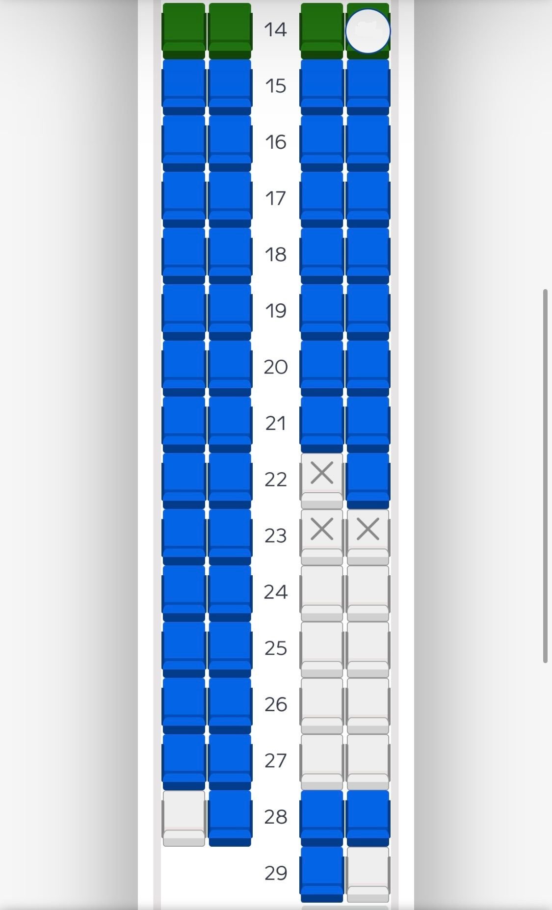 E190 seatmap - 29-row layout - FlyerTalk Forums
