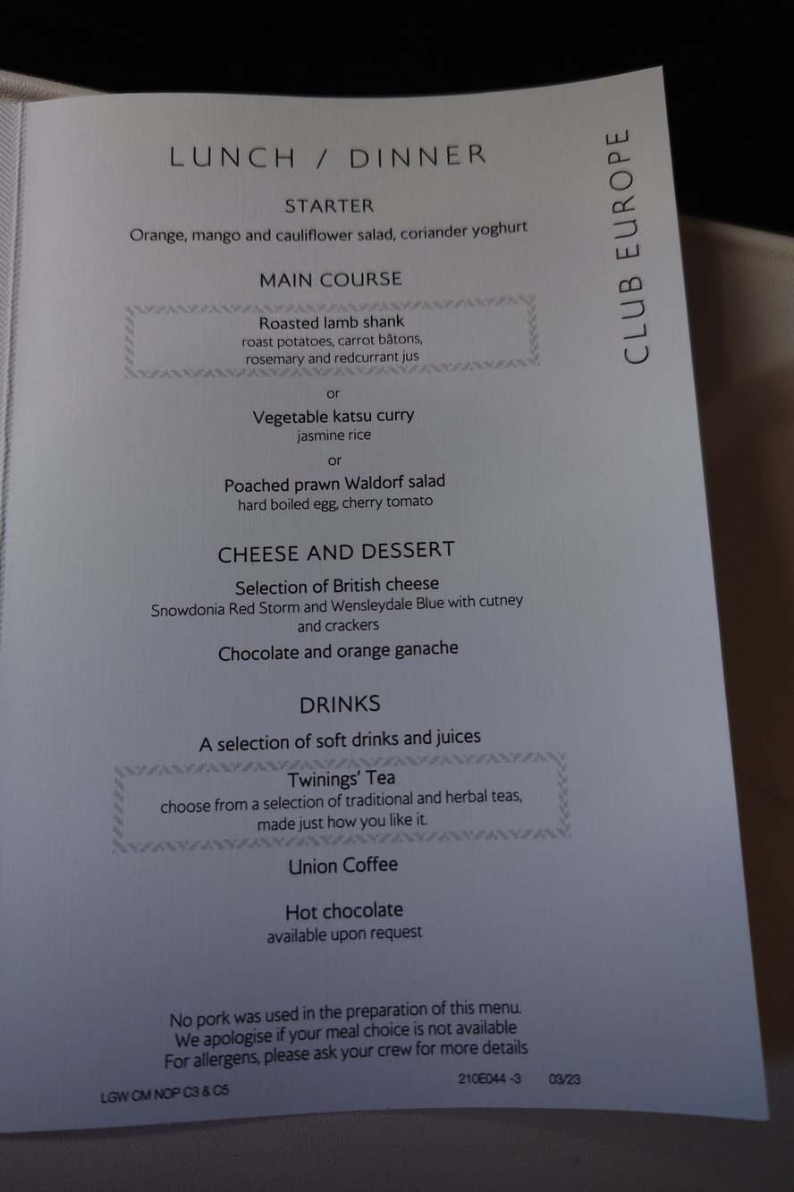 Club Europe catering | menus, reviews and photos - Page 153 - FlyerTalk ...