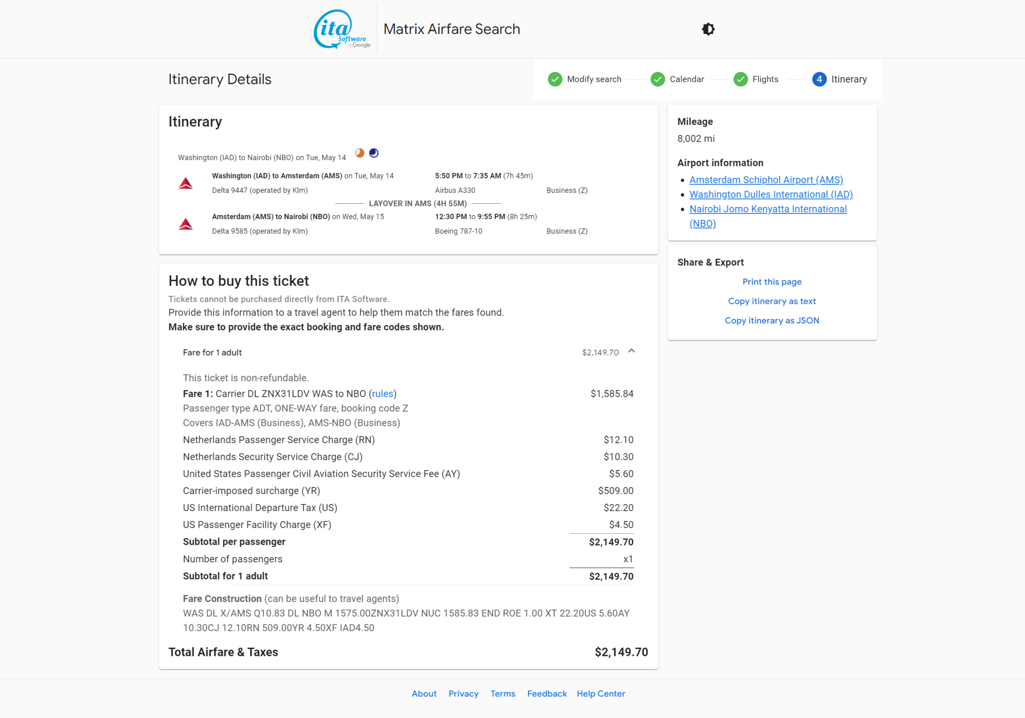 AF/KL/DL - IAD/JFK-DAR/NBO - $2150+ USD o/w - Business - FlyerTalk Forums