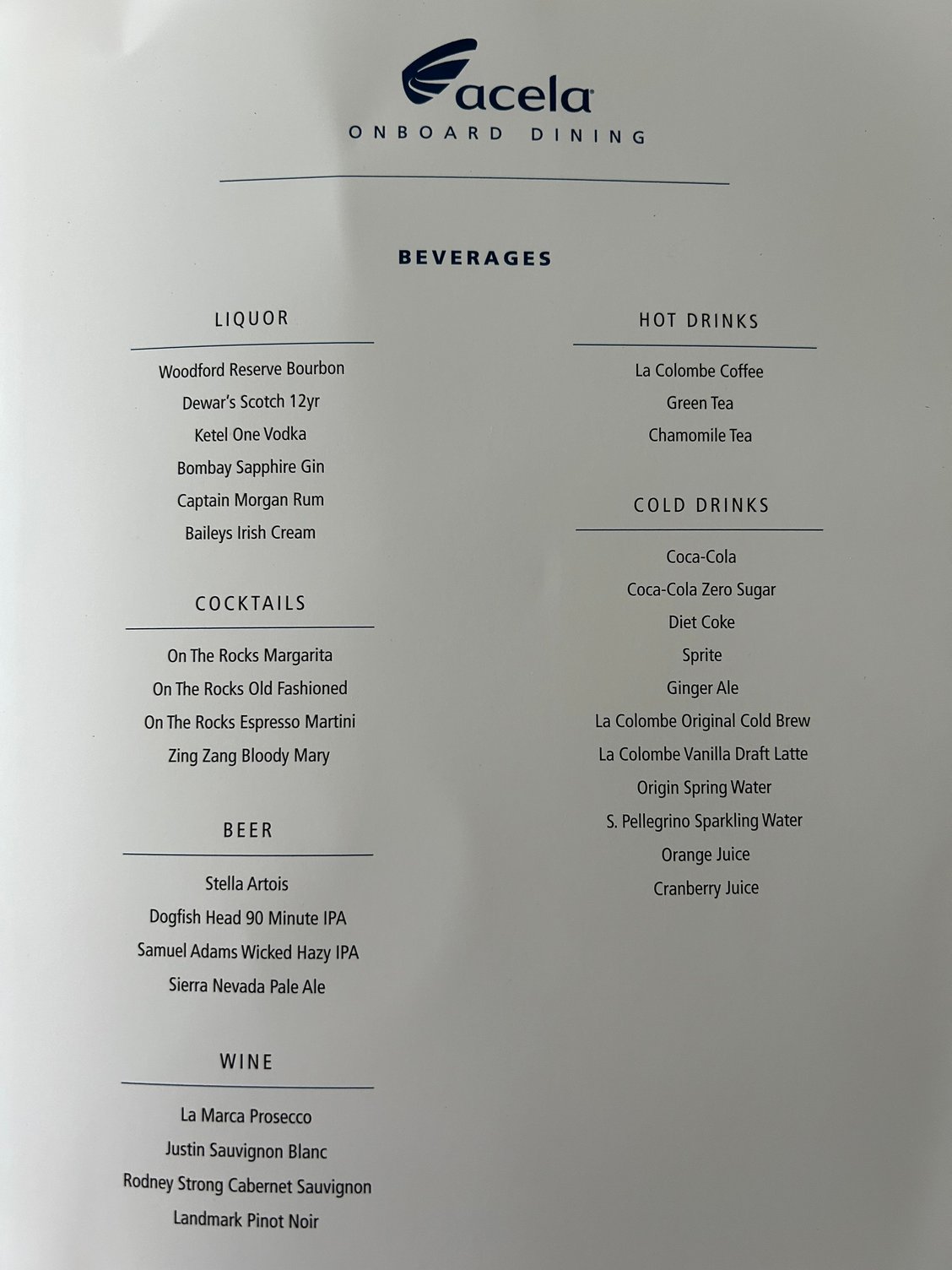 New Acela Menus - Page 5 - FlyerTalk Forums