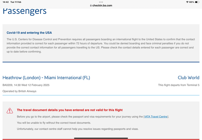 FAQ : "Travel document entered are not valid for this flight" error ...