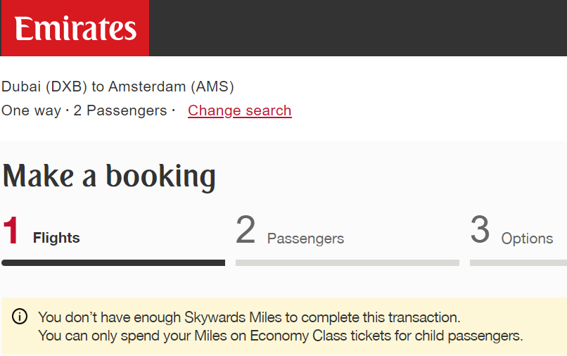 'You can only spend your Miles on Economy Class tickets for child ...