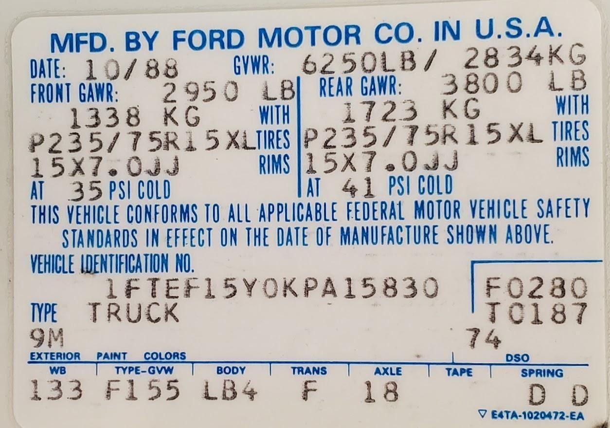 Decode door tag please, especial colors. - Ford Truck Enthusiasts Forums