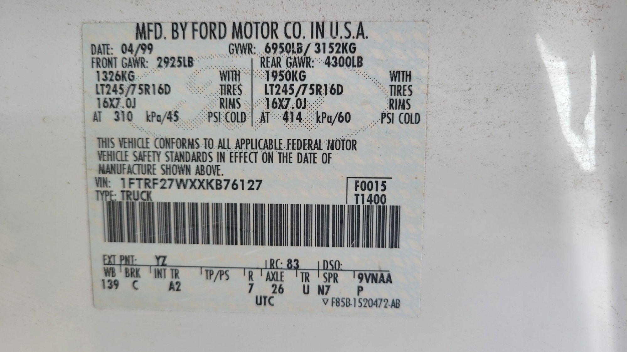 Tow capacity of 1999 f250 triton v8 4.6L - Ford Truck Enthusiasts Forums