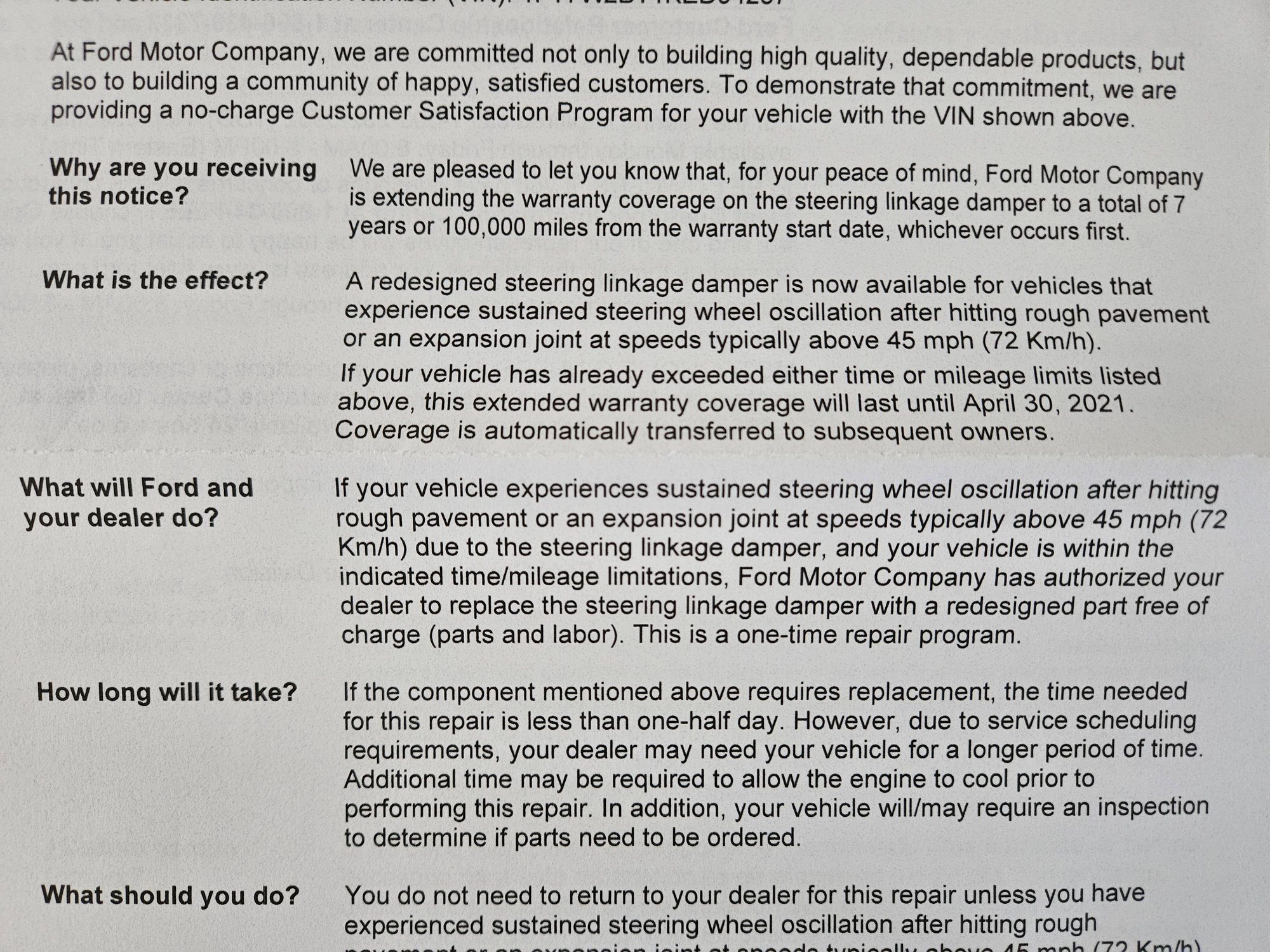 Death wobble recall notice? - Ford Truck Enthusiasts Forums