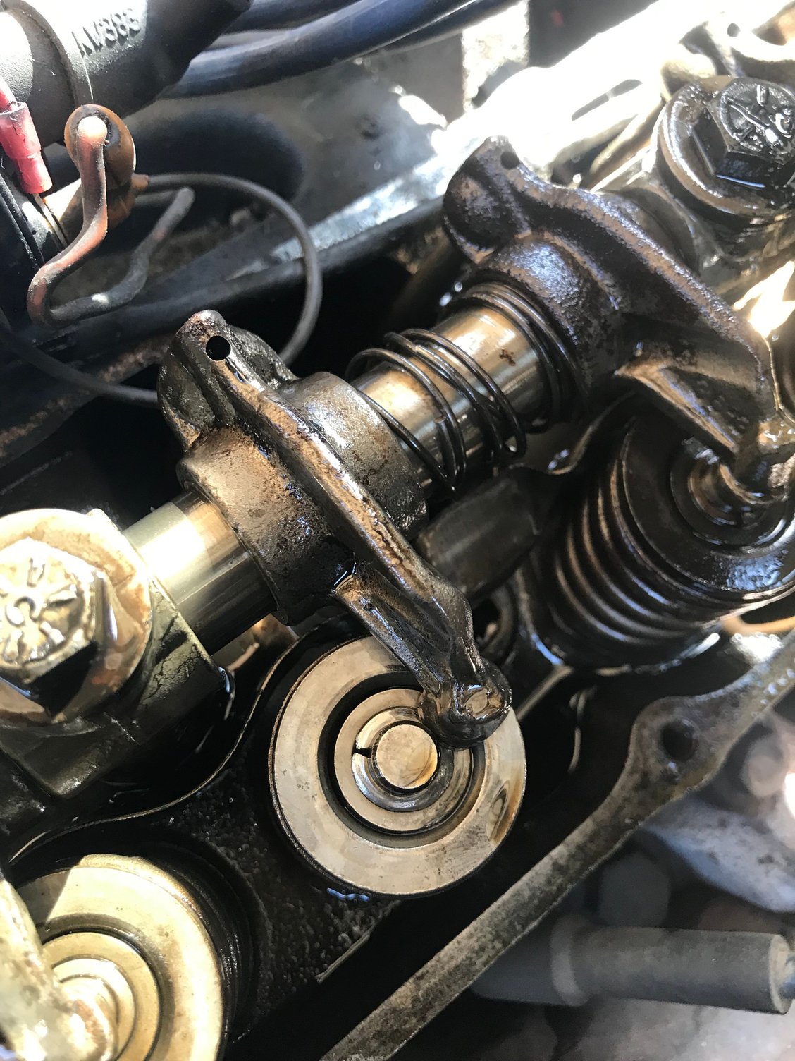Broken rocker spacer spring and rocker slipped off valve - Ford Truck ...