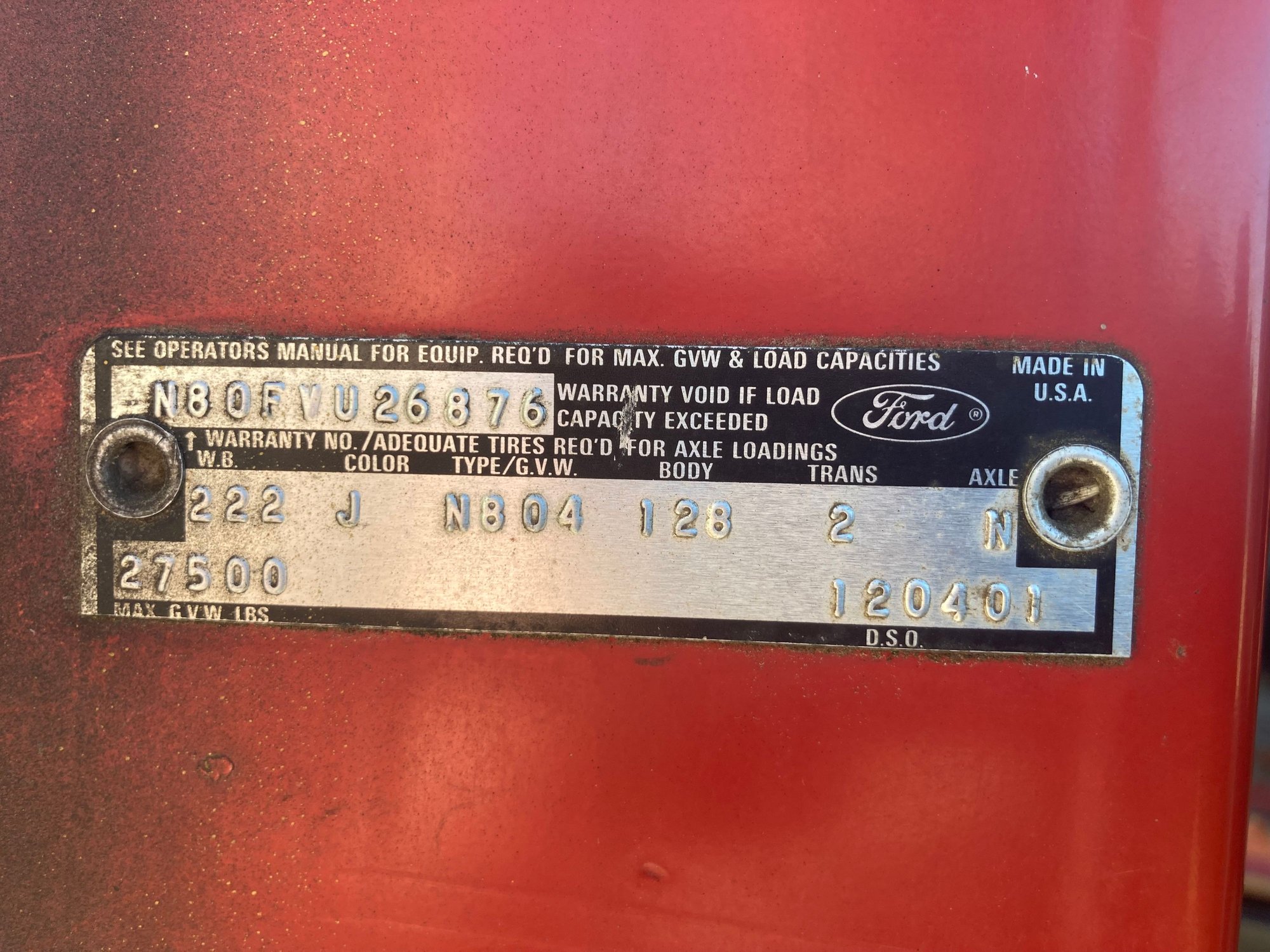 1974 LN800 VIN Decode - Ford Truck Enthusiasts Forums