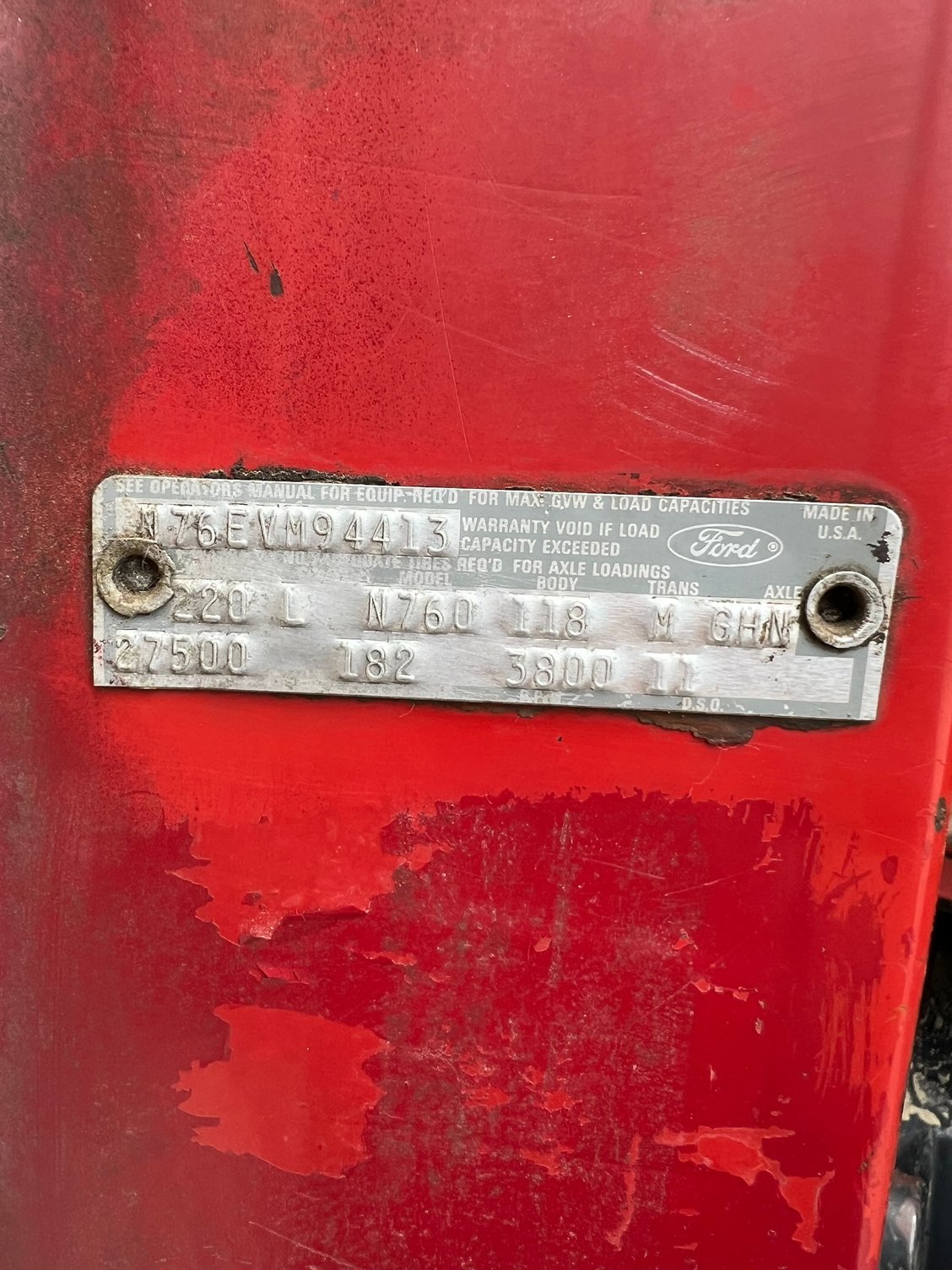 Ford L8000 vin decode - Ford Truck Enthusiasts Forums