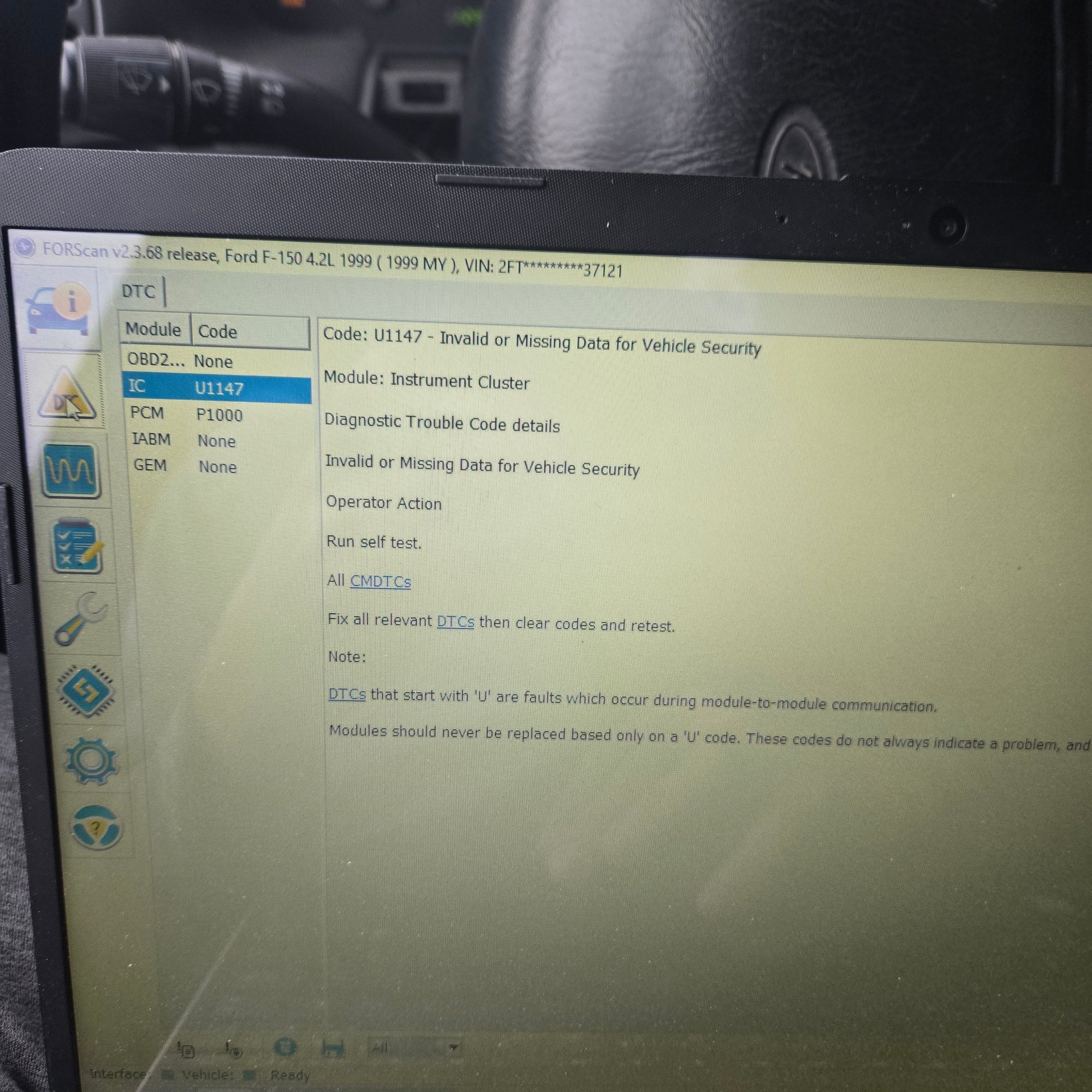 99 F150 PATS Code 16 (but starts after key in run for 5 min) - Ford ...