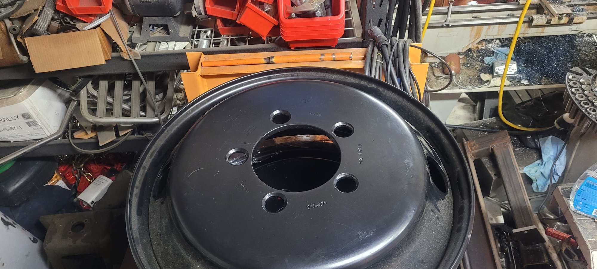 Brand new 6.75 - 22.5" rims with 5 on 8" budd centers for 48-52 ford f5 ...