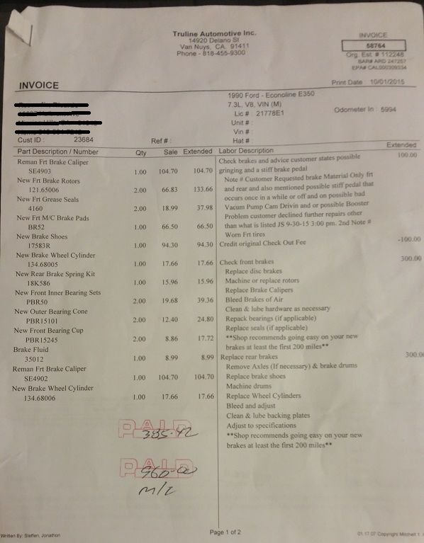Paid for entire new brake system. New Brake issue already.. - Ford ...