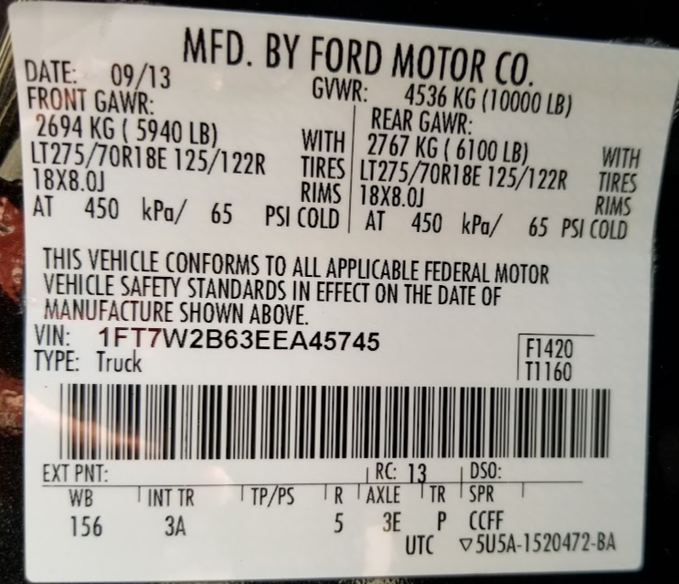 How to Decode late model Door Decal (2014) - Ford Truck Enthusiasts Forums