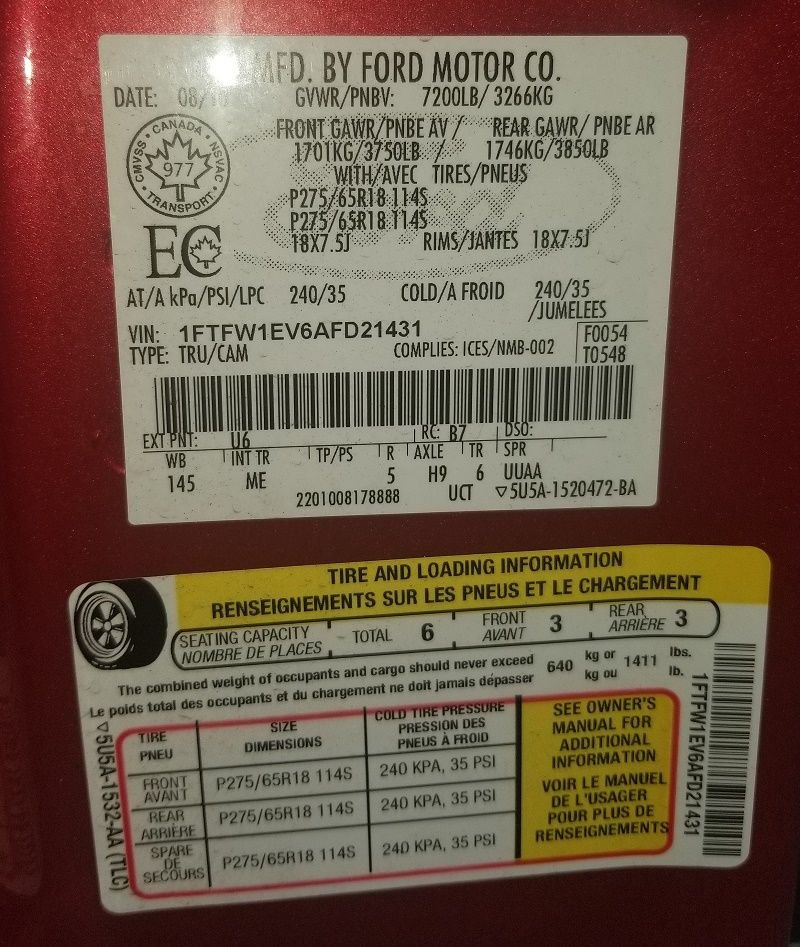 I need to increase the GVWR on my 2010 F150 - Ford Truck Enthusiasts Forums