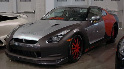 14 R35 Nissan GT-Rs on the SEMA show floor